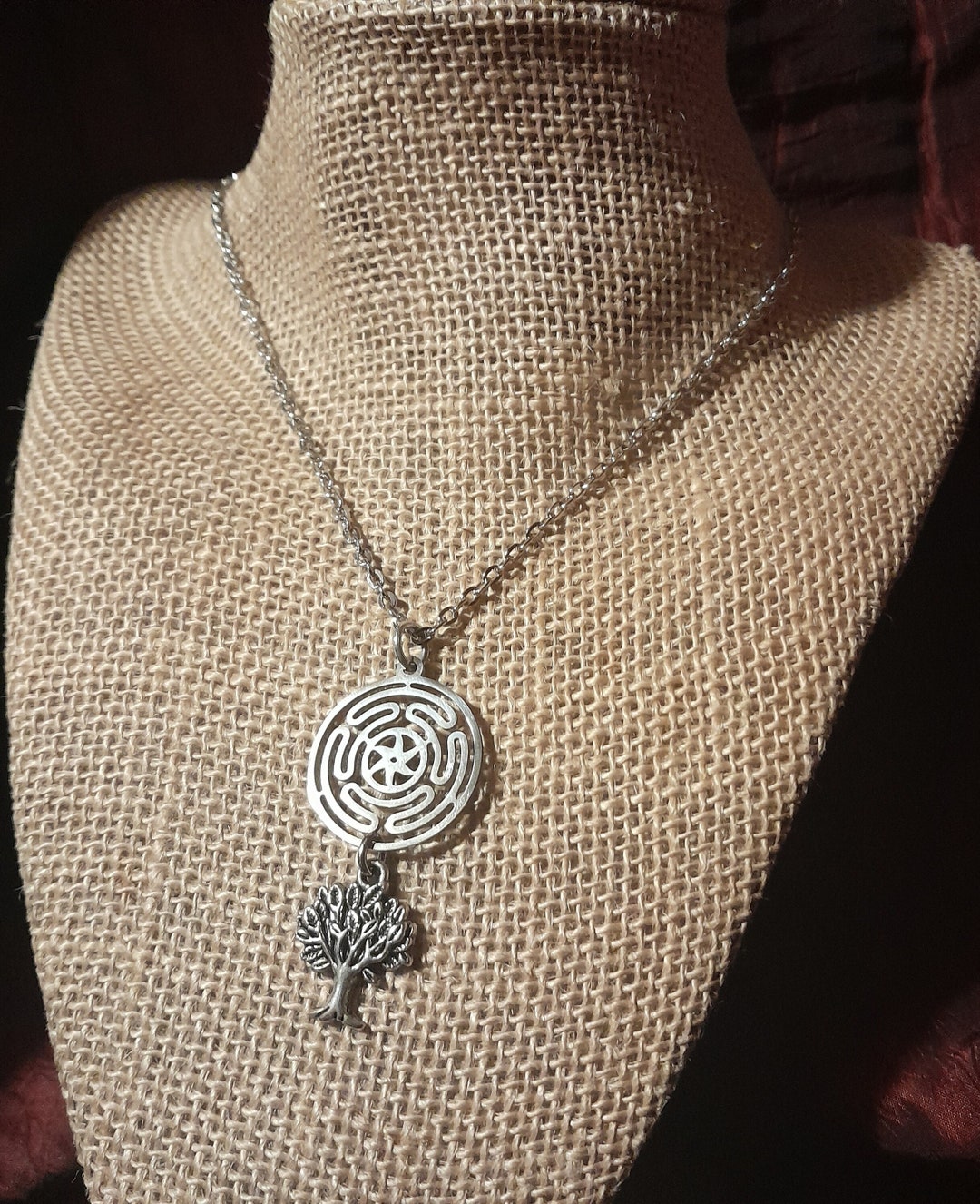 Hecate's Wheel & Tree of Life: Silver-tone Strophalos and Tree Pendant ...
