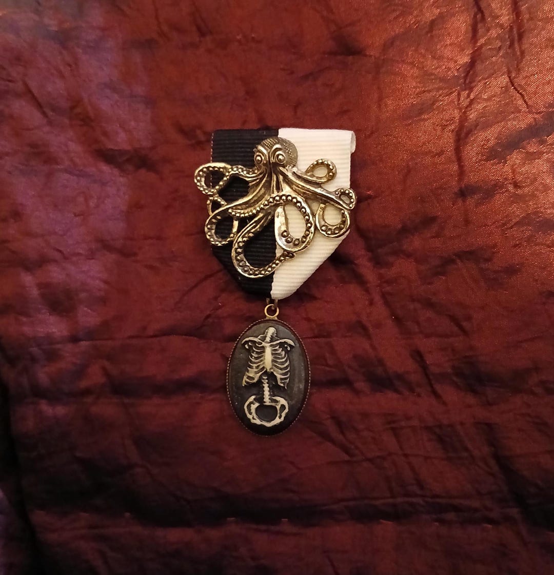 Kraken and Skeleton Cameo Medal: Pirate / Gothic Medal With Octopus ...