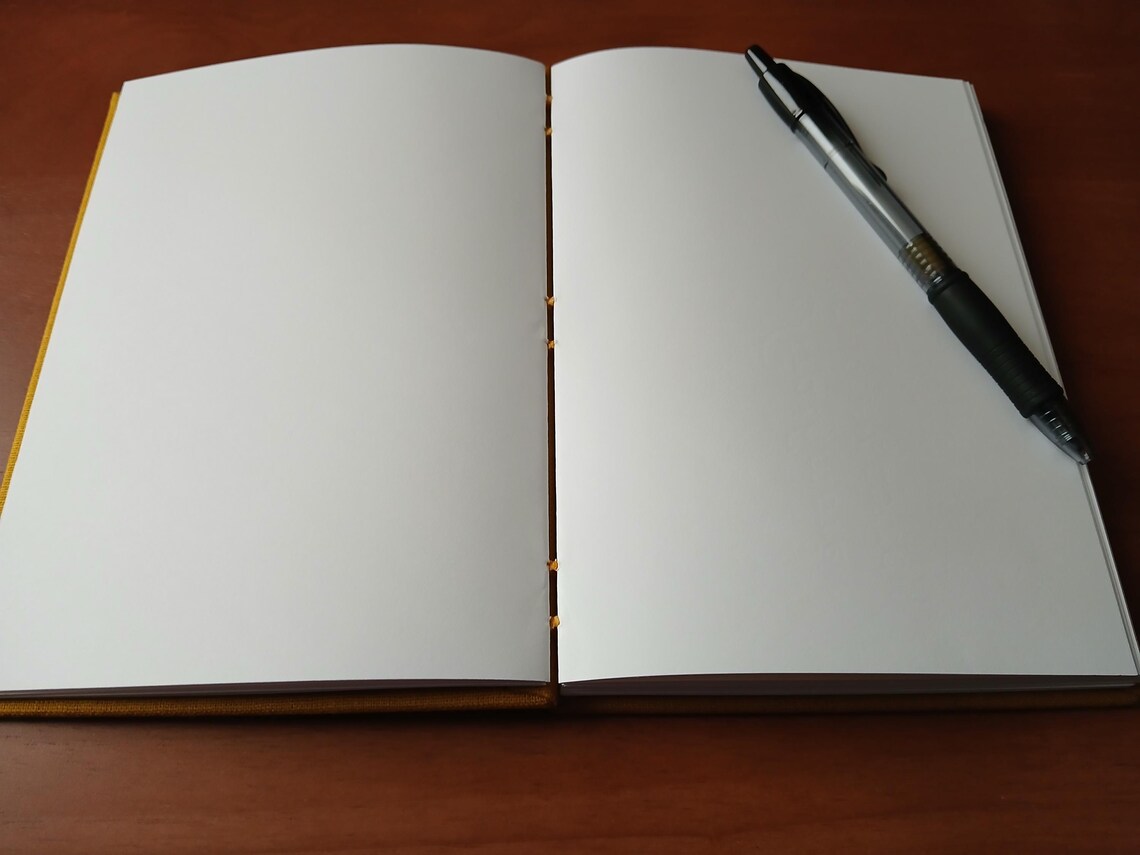 Handmade Hardcover Journal, Golden Yellow Linen Fabric Cover, Lemon ...