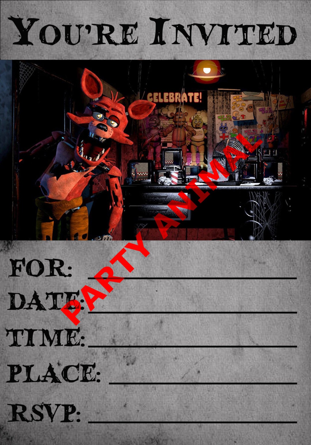 Five Nights at Freddy's Foxy Party Invitation Instant Download - Etsy