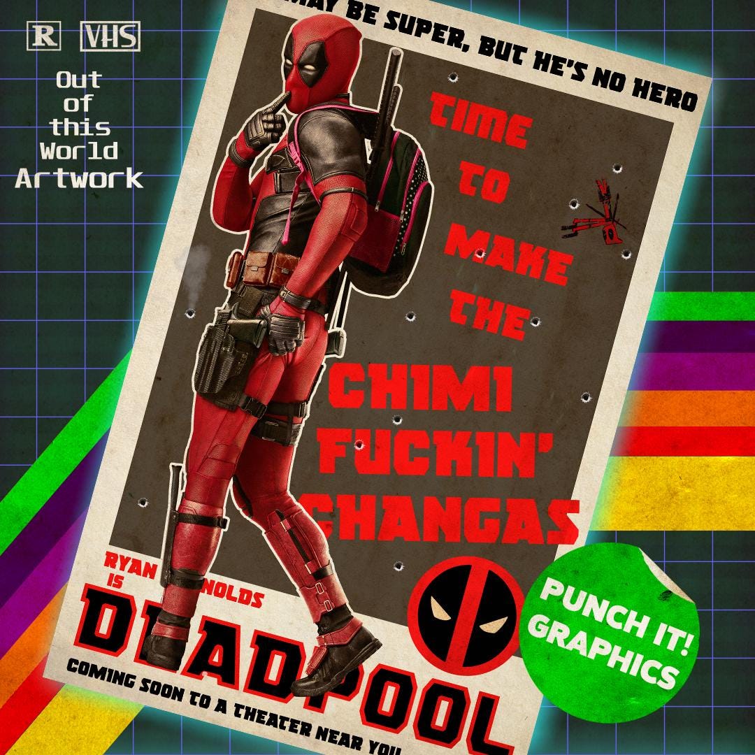 Deadpool Retro Movie Artwork Poster/print Original Artwork 11x17 or ...