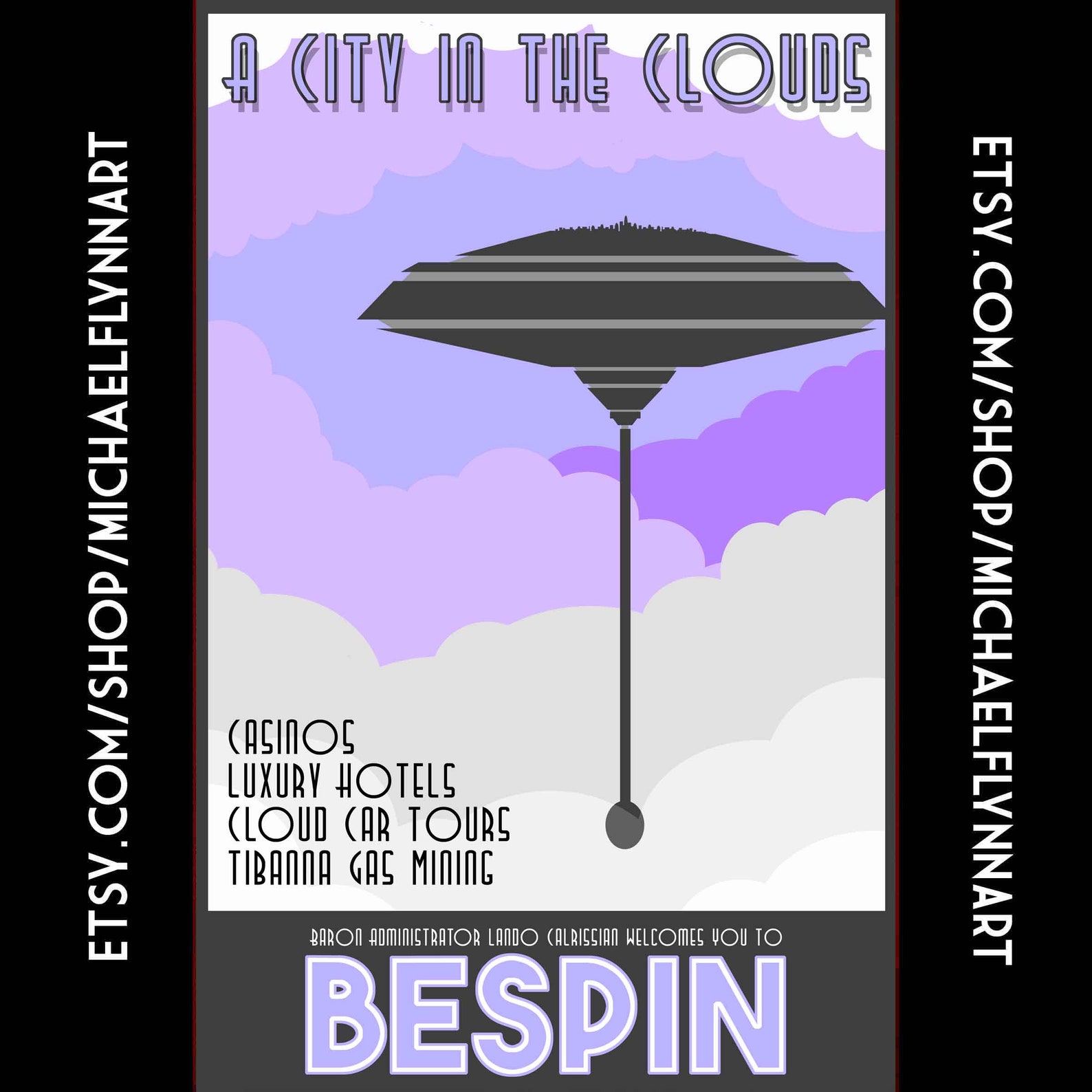 Star Wars Bespin Cloud City Travel Poster Original Art Print | Etsy