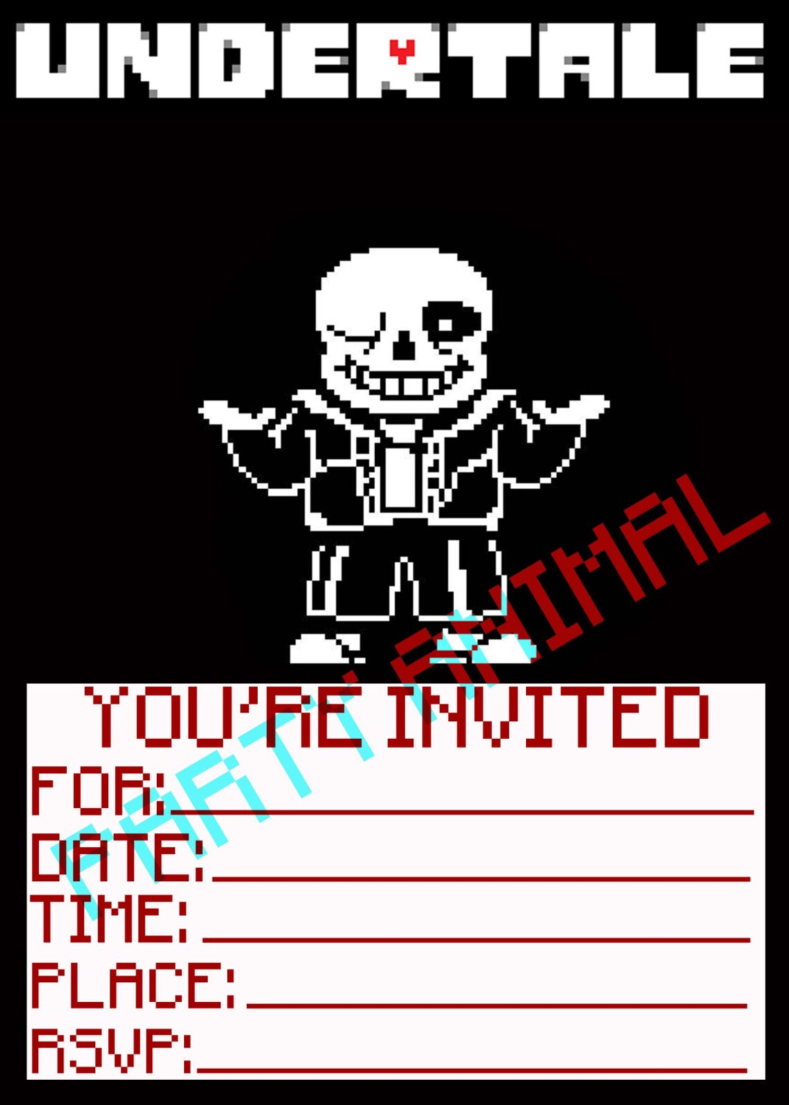 Undertale Birthday Invitations 3 Pack Digital Download 5x7 - Etsy