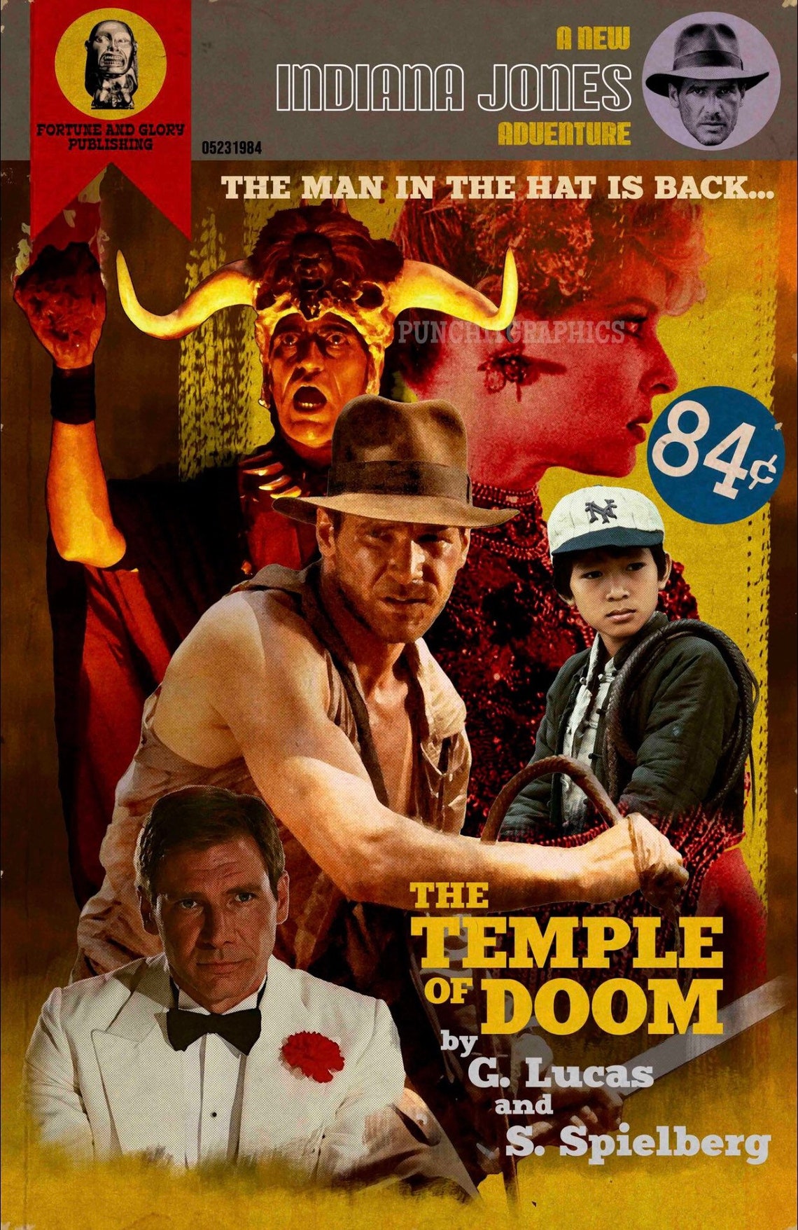 Indiana Jones and the Temple of Doom Pulp Book Cover Original | Etsy