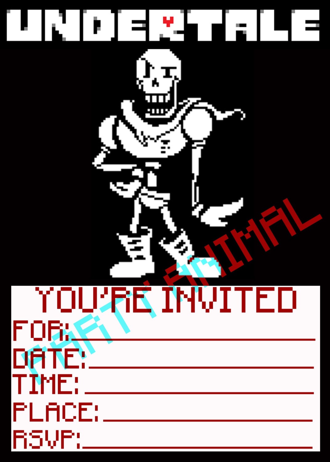 Undertale Birthday Invitations 3 Pack Digital Download 5x7 | Etsy