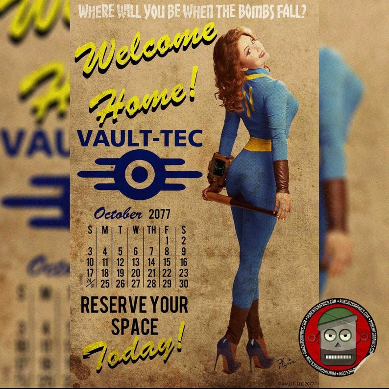 October 2077 Vault Tec Pin up Style Original Artwork 11x17 - Etsy