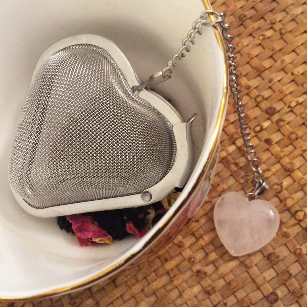 Cute Tea Infuser: Heart Tea Infuser With Gemstone Heart Shaped Tea ...