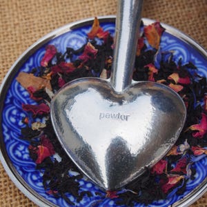 Heart Shaped Tea Scoop | Handmade Tea Scoop | Pewter Tea Spoon | Heart ...