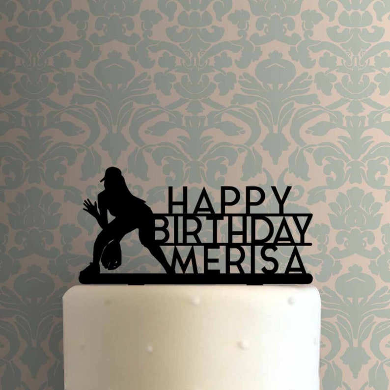 Custom Softball Player Happy Birthday 225-A075 Cake Topper - Etsy