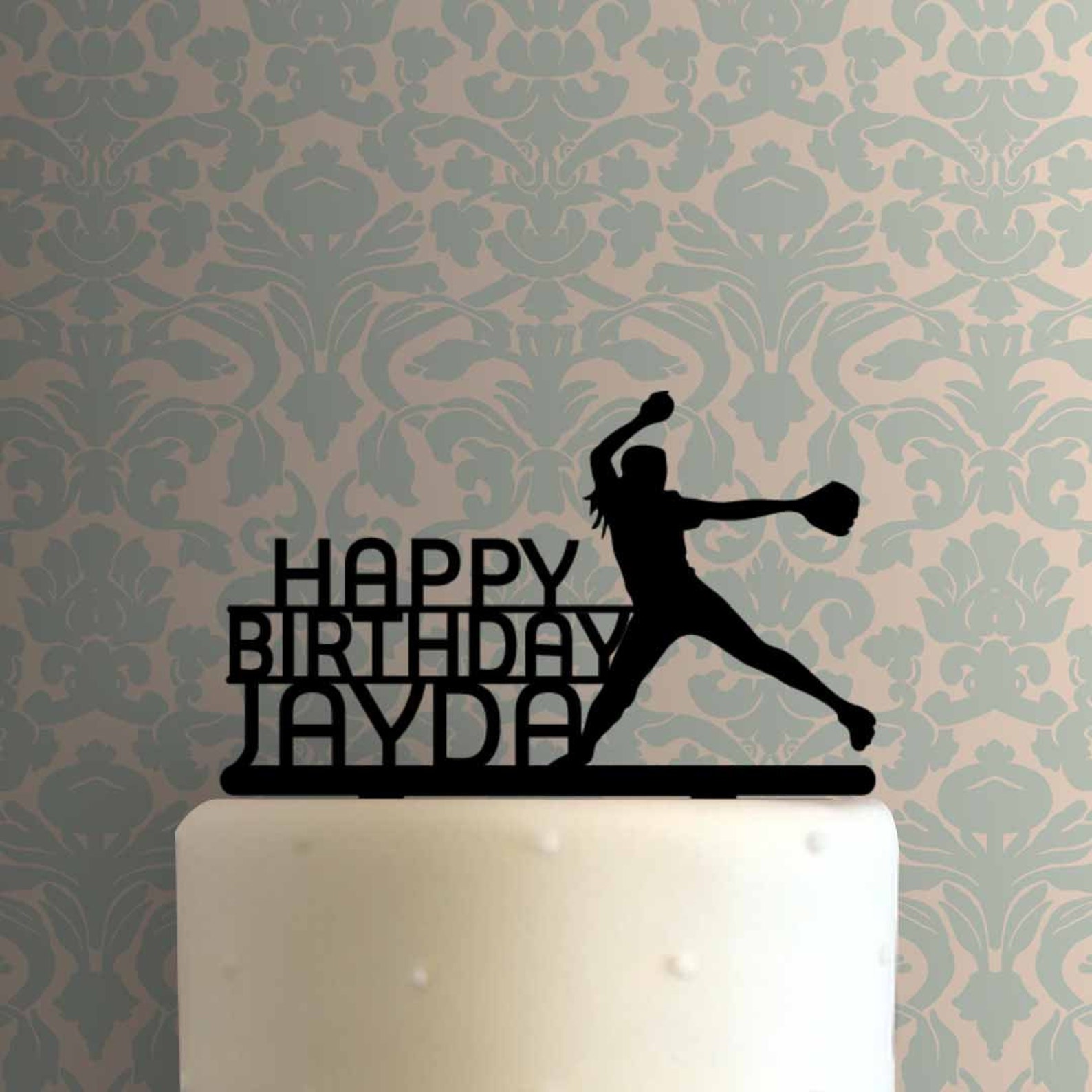 Custom Softball Pitcher Happy Birthday Name 225-970 Cake Topper - Etsy