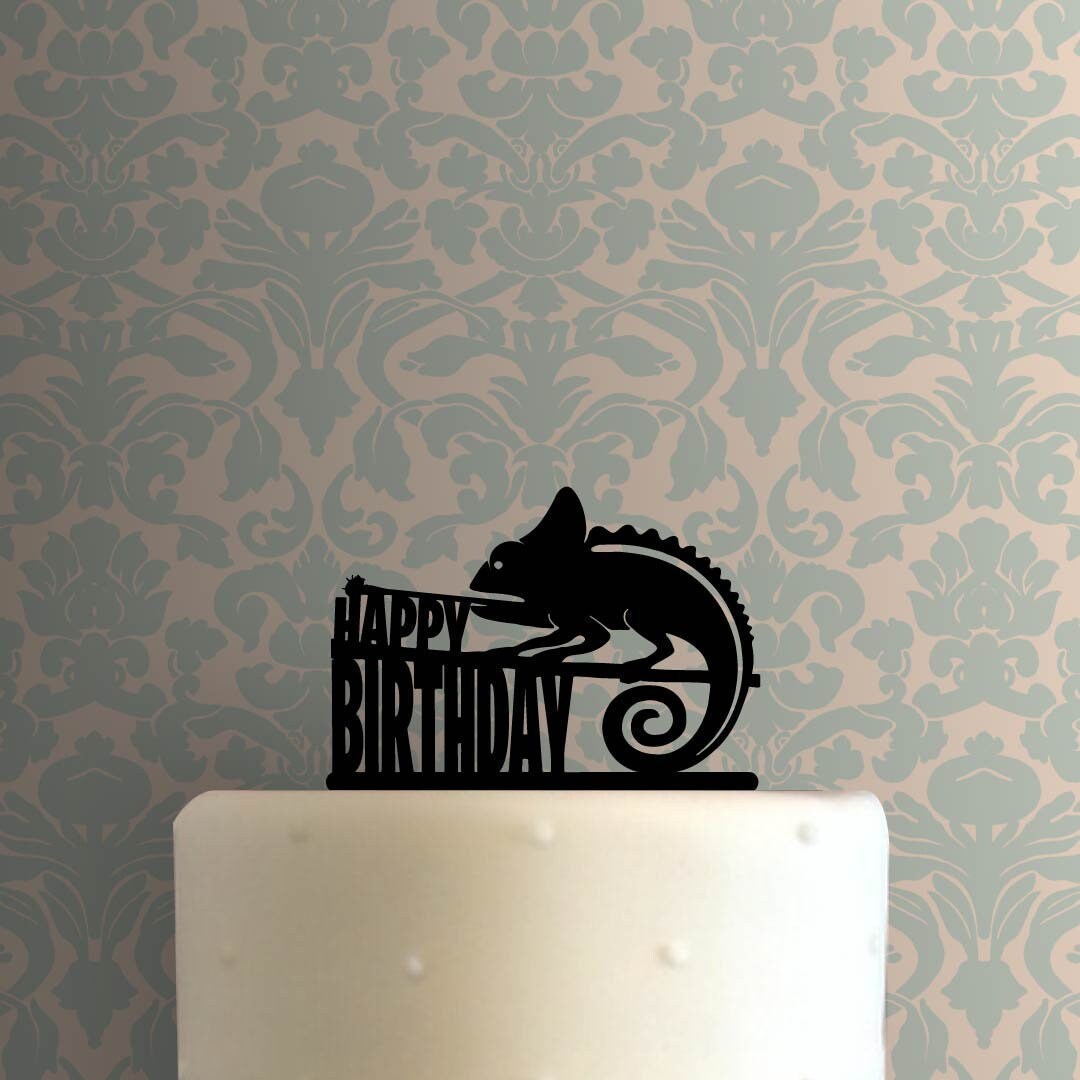 Chameleon Lizard Happy Birthday 225-B736 Cake Topper - Etsy
