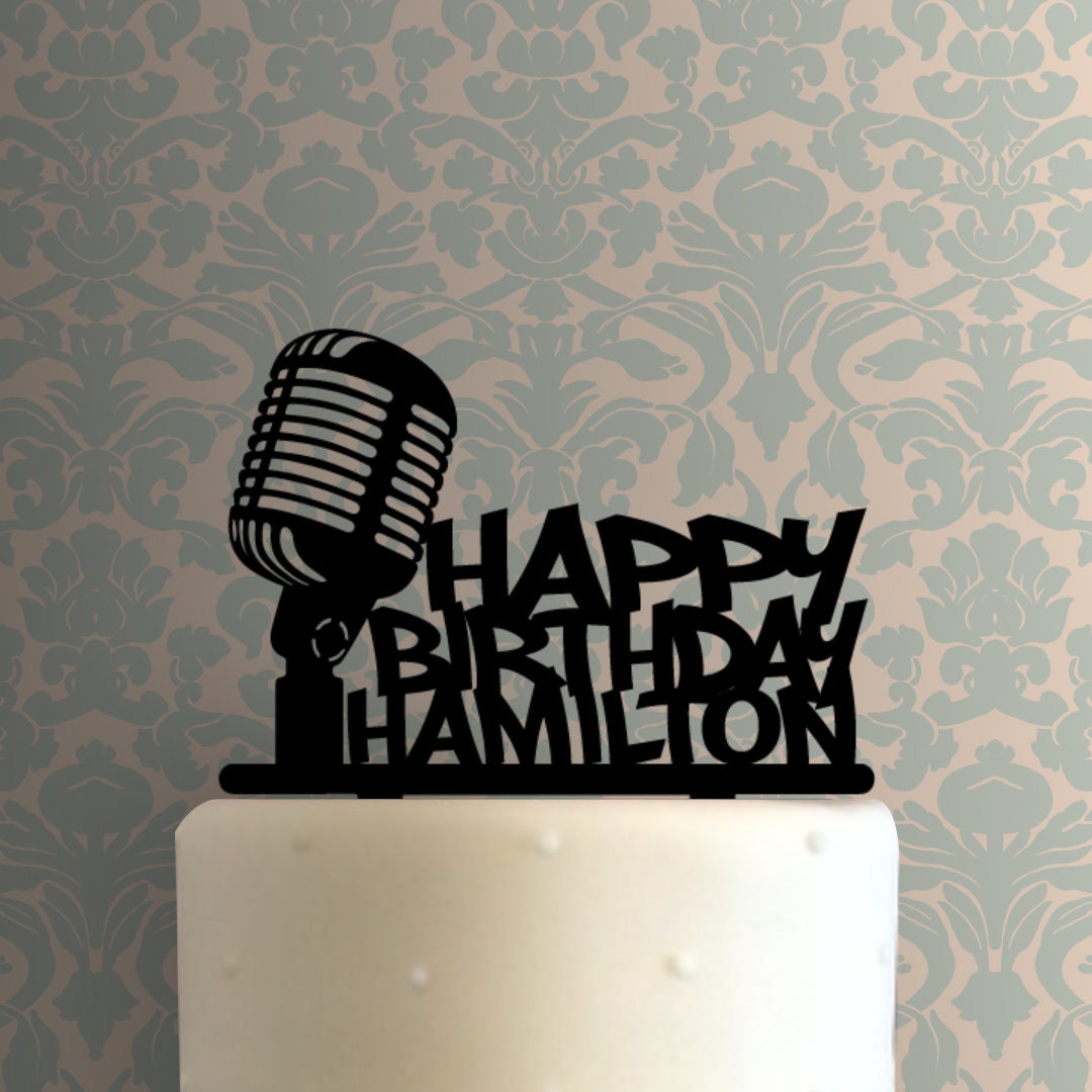 Custom Microphone Happy Birthday Name 225-A375 Cake Topper - Etsy