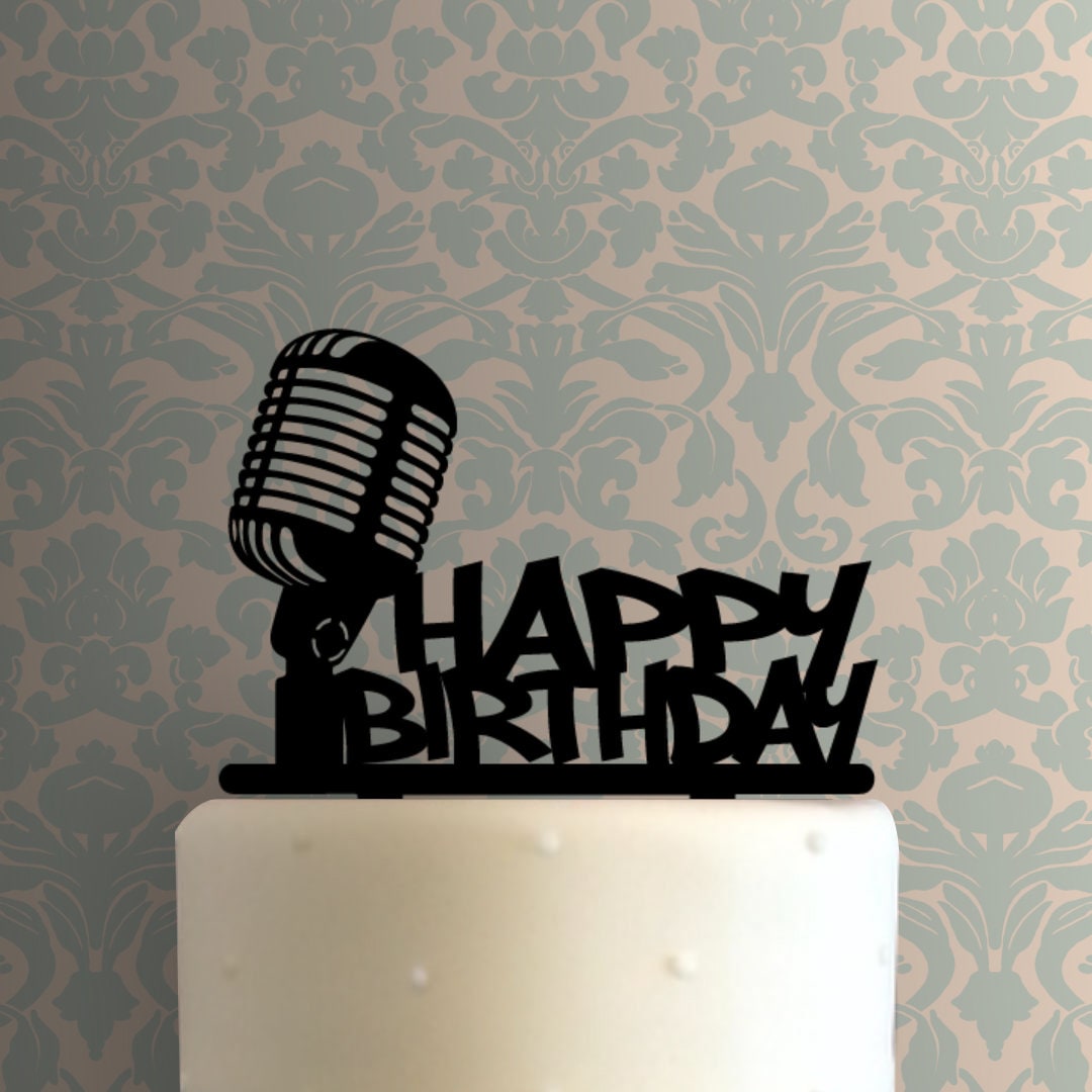 Microphone Happy Birthday 225-A090 Cake Topper - Etsy