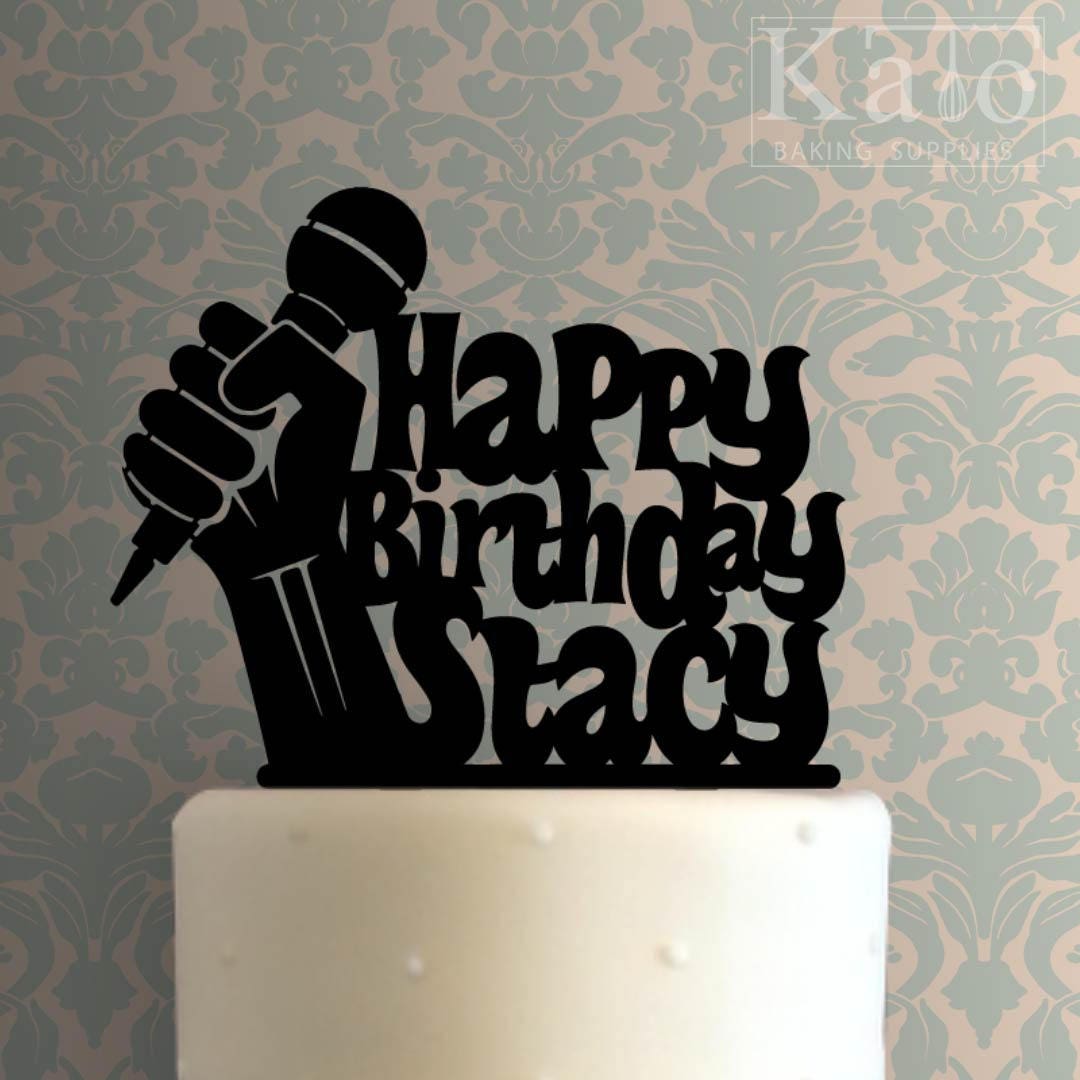 Custom Microphone Happy Birthday 100 Cake Topper | Etsy