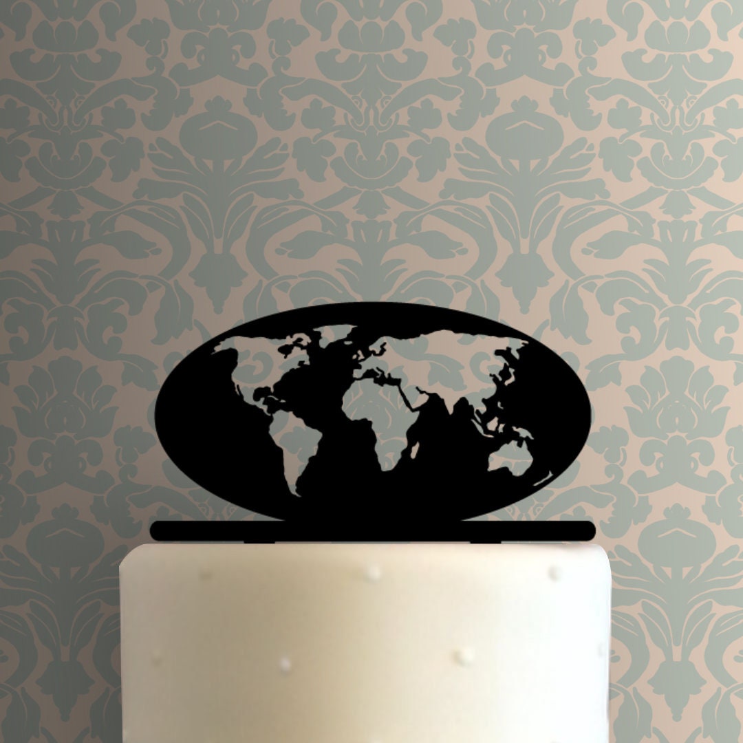 World Map 225-A017 Cake Topper - Etsy
