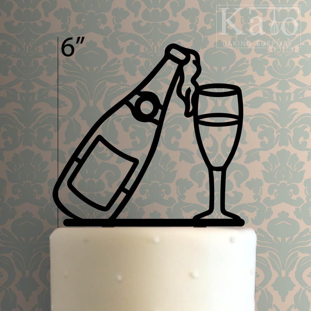 Champagne Bottle and Glass 100 Cake Topper - Etsy