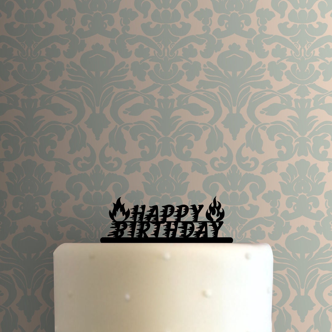 Flame Happy Birthday 225-B247 Cake Topper - Etsy
