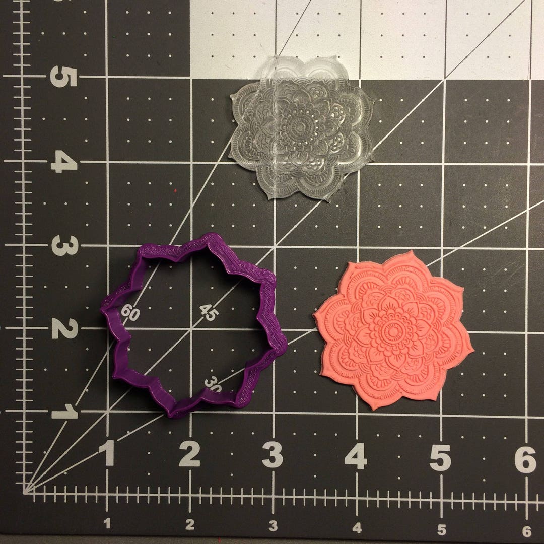 Flower 100 Cookie Cutter and Stamp (embossed) - Etsy