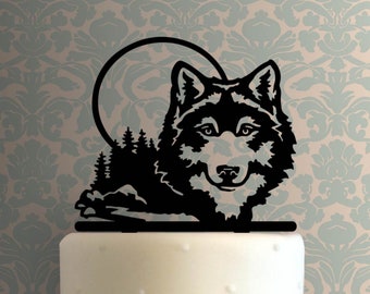Happy Birthday Cake Topper, Wolf Cake Topper, Howling Wolf Moon, Wolf ...