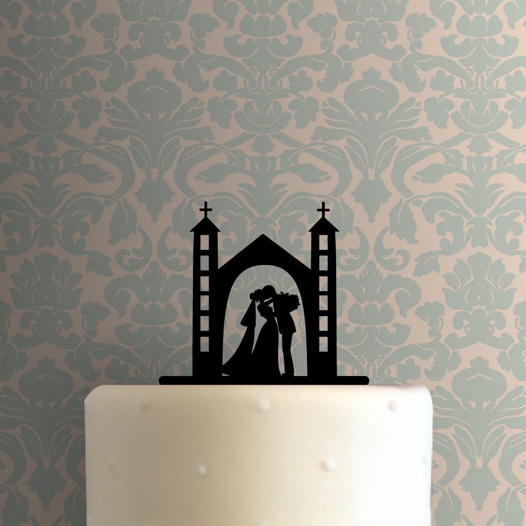 Wedding Couple Under Church Arch 225-B211 Cake Topper - Etsy