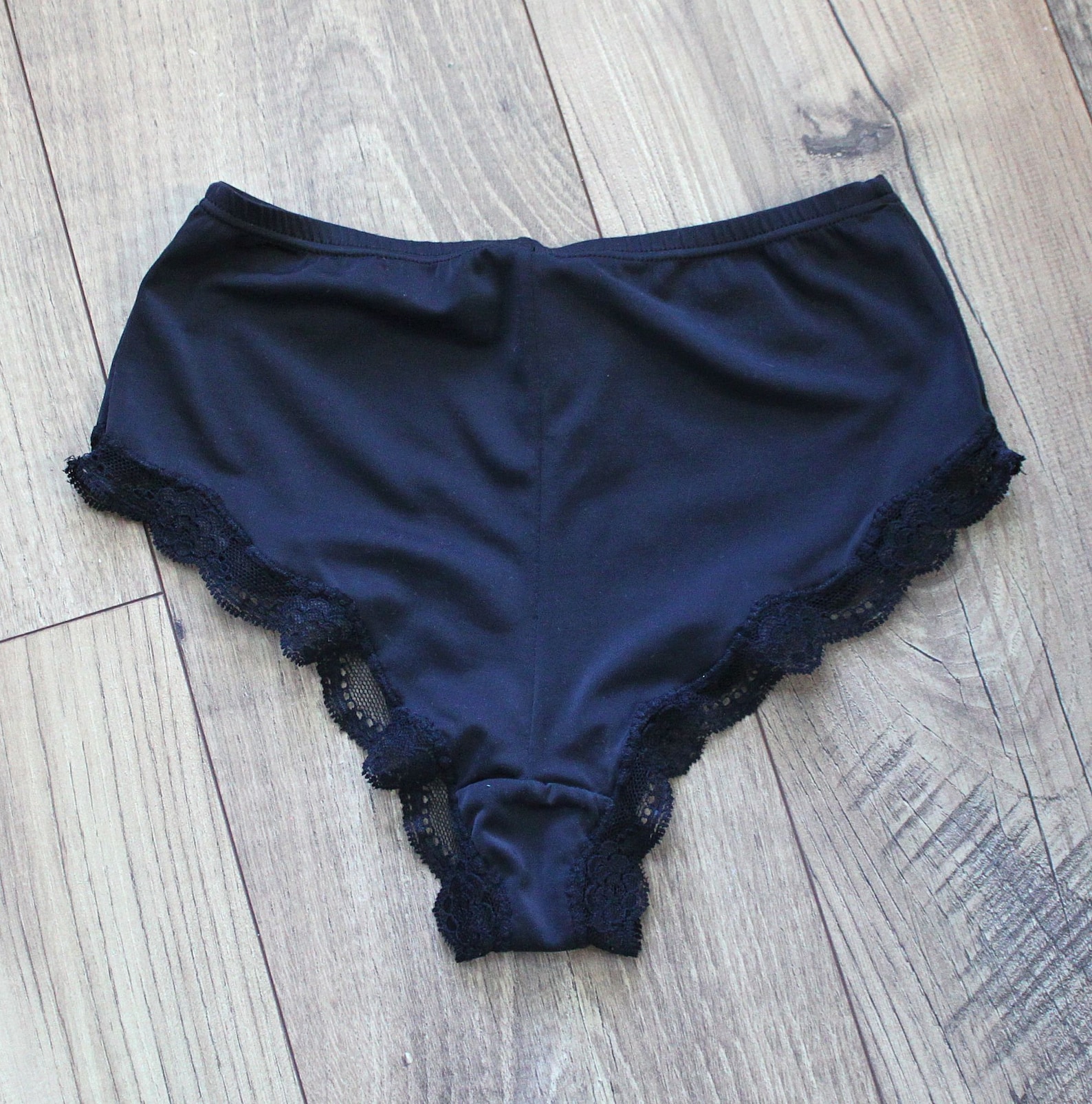 Vintage Black Lace High Cut Brief Panty - Etsy