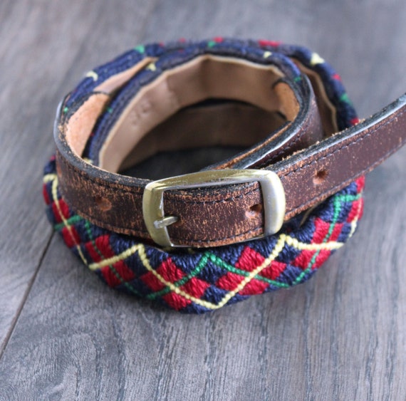 Vintage Belt, Unique Argyle Woven Design - Gem