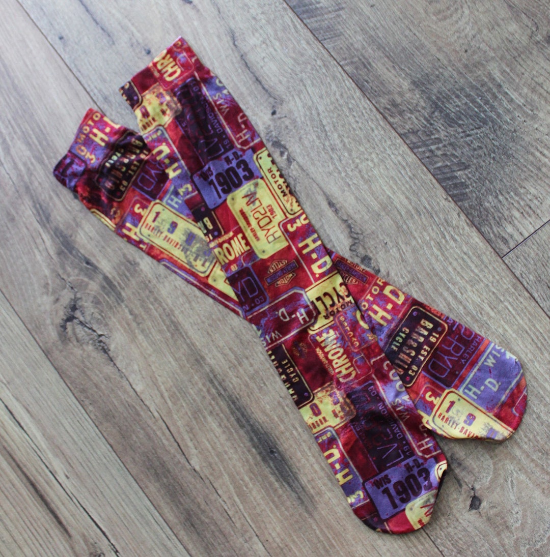 License Plates Print Vintage Knee High Sock - Etsy