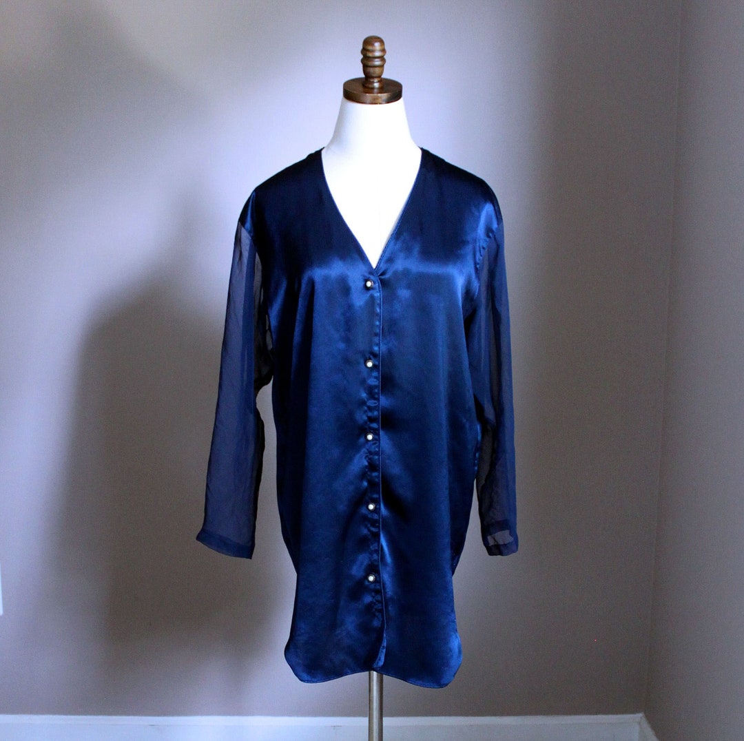 Navy Victoria's Secret Satin Sleepshirt, Gold Label P/S - Etsy