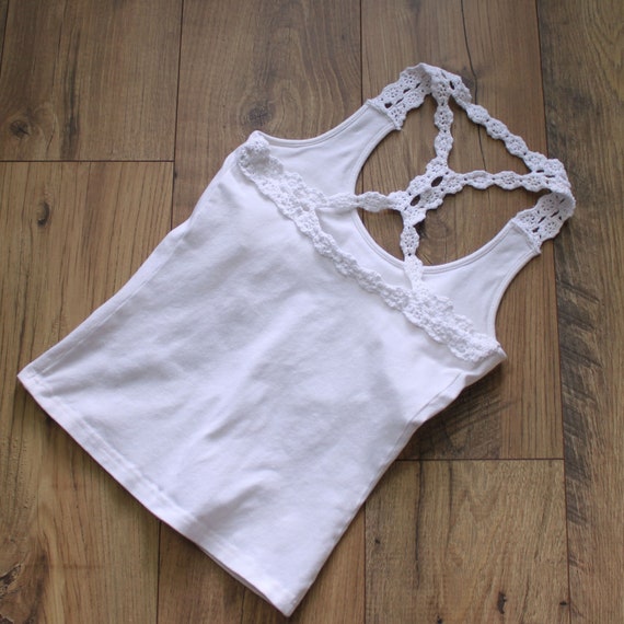 White Bra Top Crochet Strap Tank, Moda International … - Gem