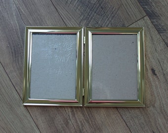 Double 5 X 7 Soft Gold Metal Picture Frame / Vintage Desk Photo Display ...