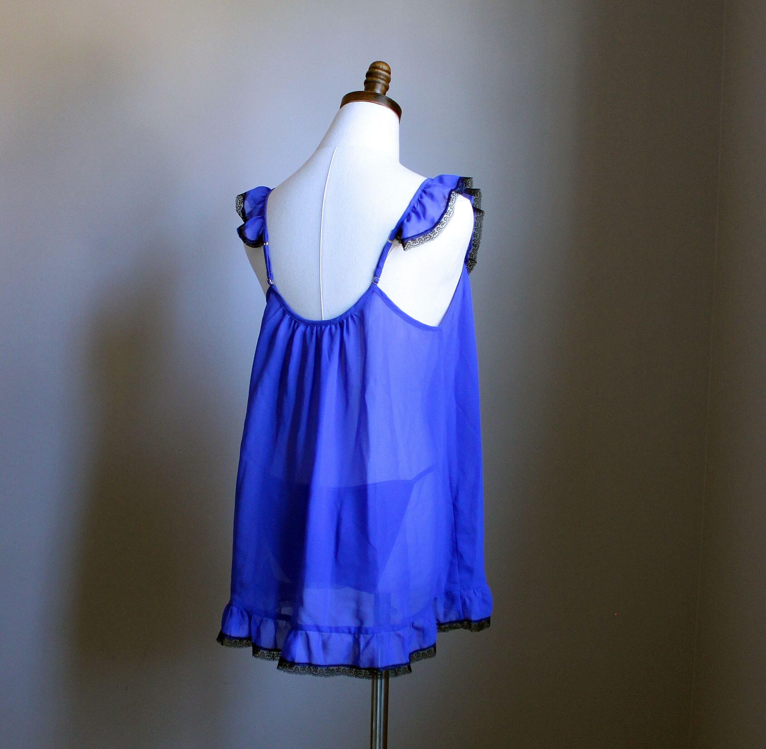 Small Blue and Black Lace Babydoll Lingerie Set - Etsy