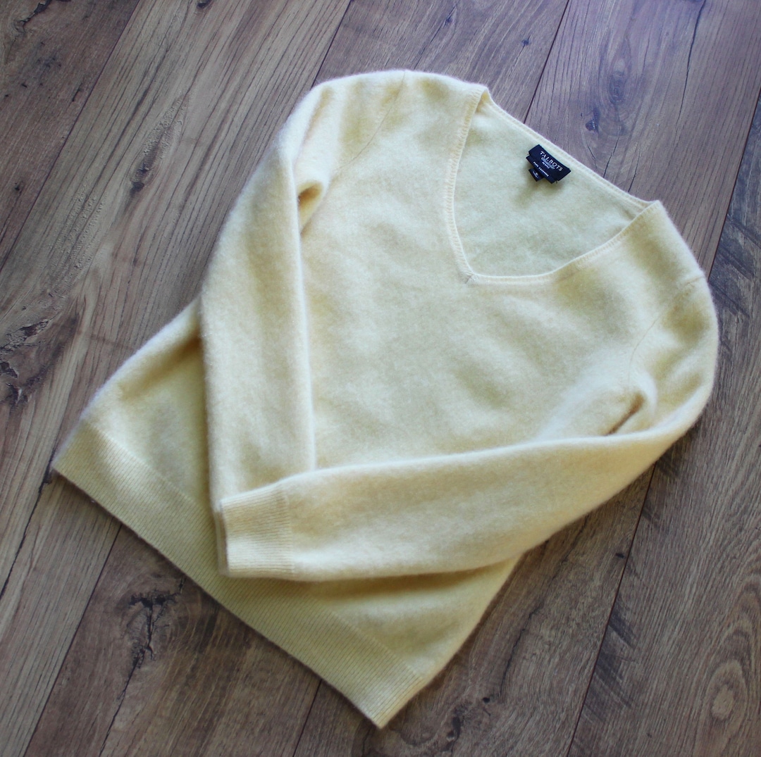 Petite Yellow Cashmere Sweater, Vintage Talbots - Etsy