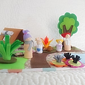 Felt Camping Set With Peg Dolls , Camping Toy, Felt Play Mat ,felt Play Scape ,best Gift for ...