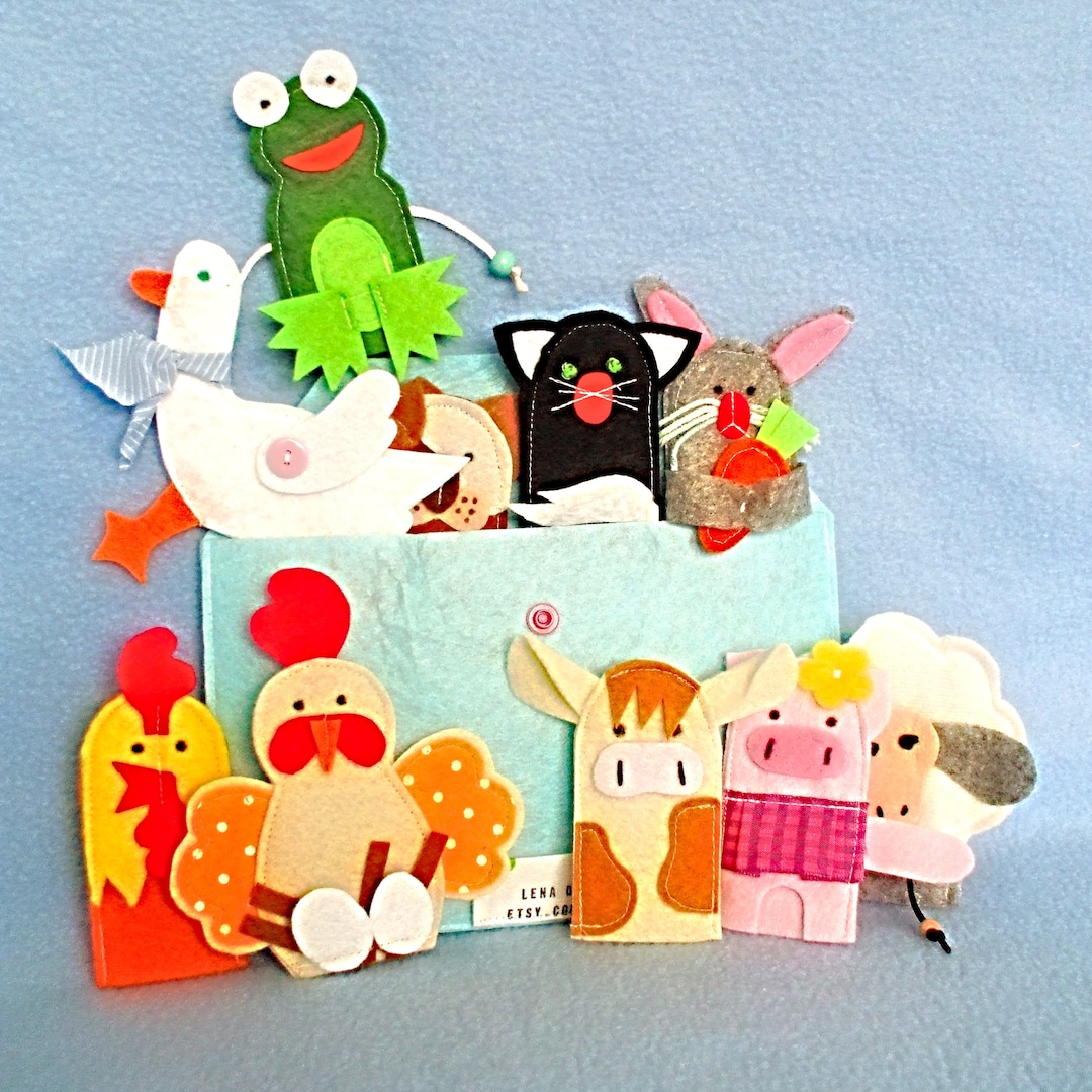 10 Finger Puppets Set , Farm Animals Puppets , Felt Toy for Baby ...