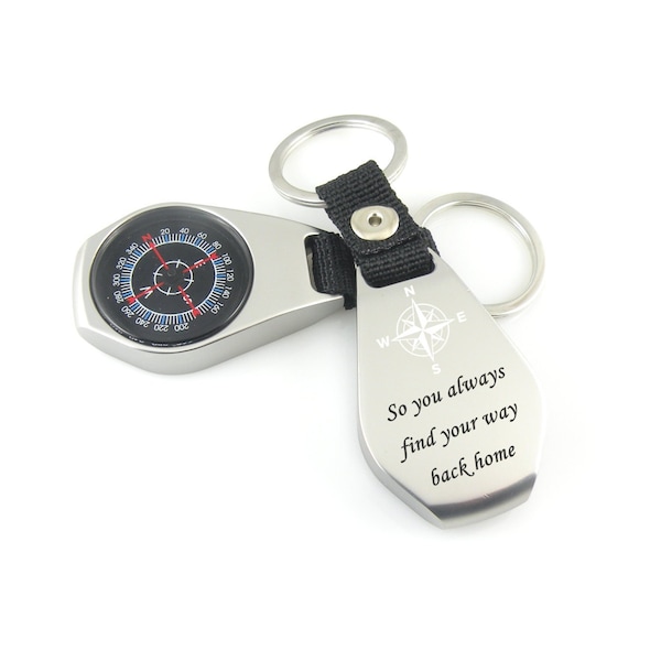 Engraved Compass Keychain - Etsy