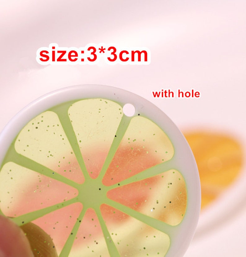 10pcs 3cm Resin Lemon Slices Charm With Hole Fruits Slices | Etsy