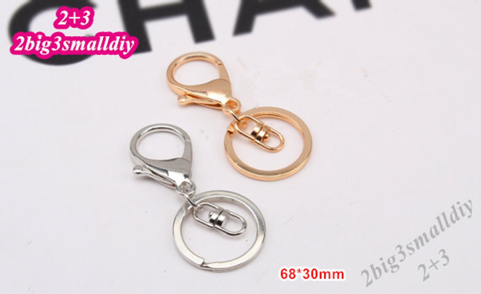 10pcs 30x30mm White gold Key Ring with big Lobster Clasp Flat | Etsy