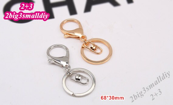 10pcs 30x30mm White gold Key Ring with big Lobster Clasp Flat | Etsy