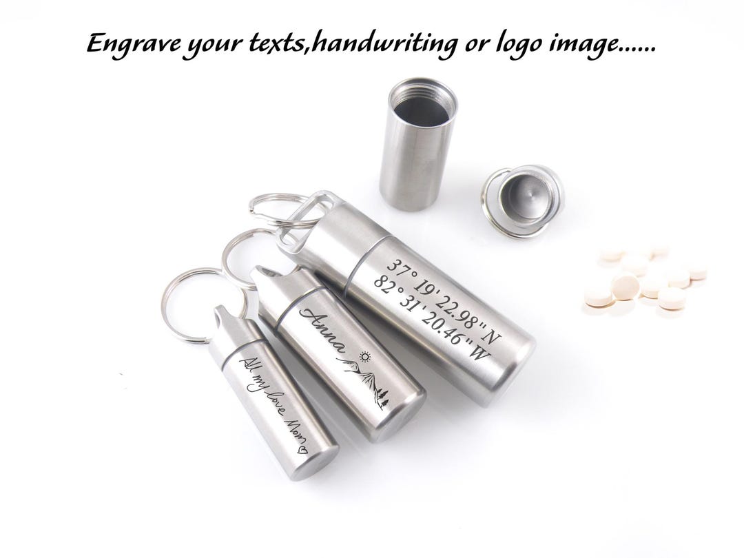 Personalized Stainless Steel EDC Pill Box Keychain Customised Private ...