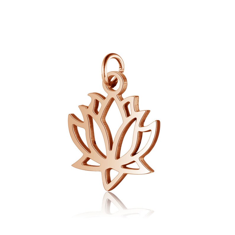 Stainless Steel Lotus Flower Charm Pendantrose Gold Lotus - Etsy
