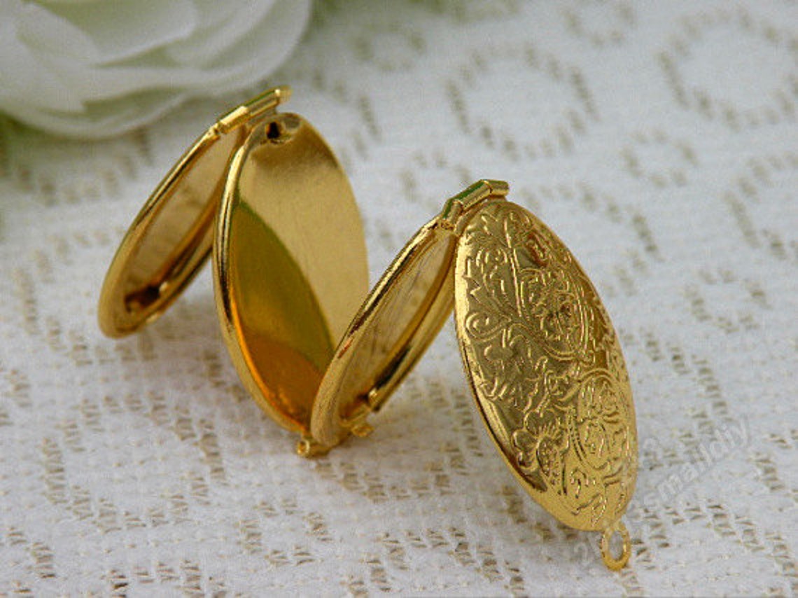 1pcs 35x20x8mm Rose Gold Four Photos Folding Oval Shape Locket - Etsy