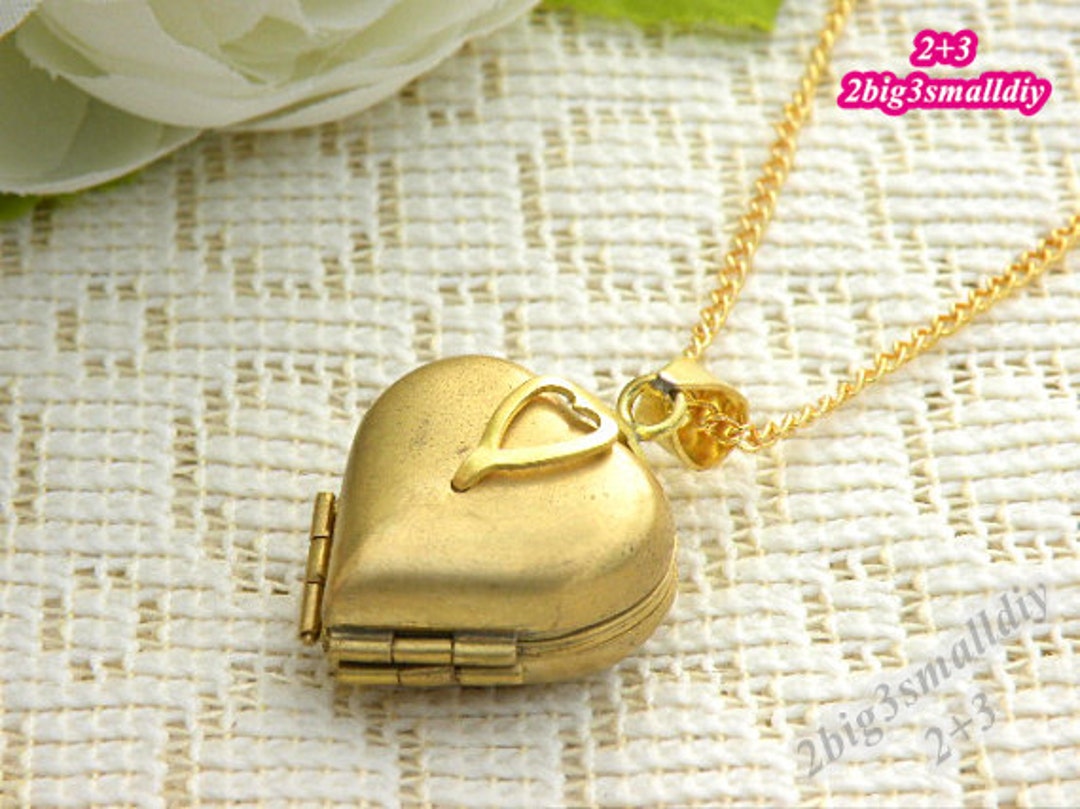 Pure Brass Four Photos Heart Shape Locket Necklace With Gold Chain ...