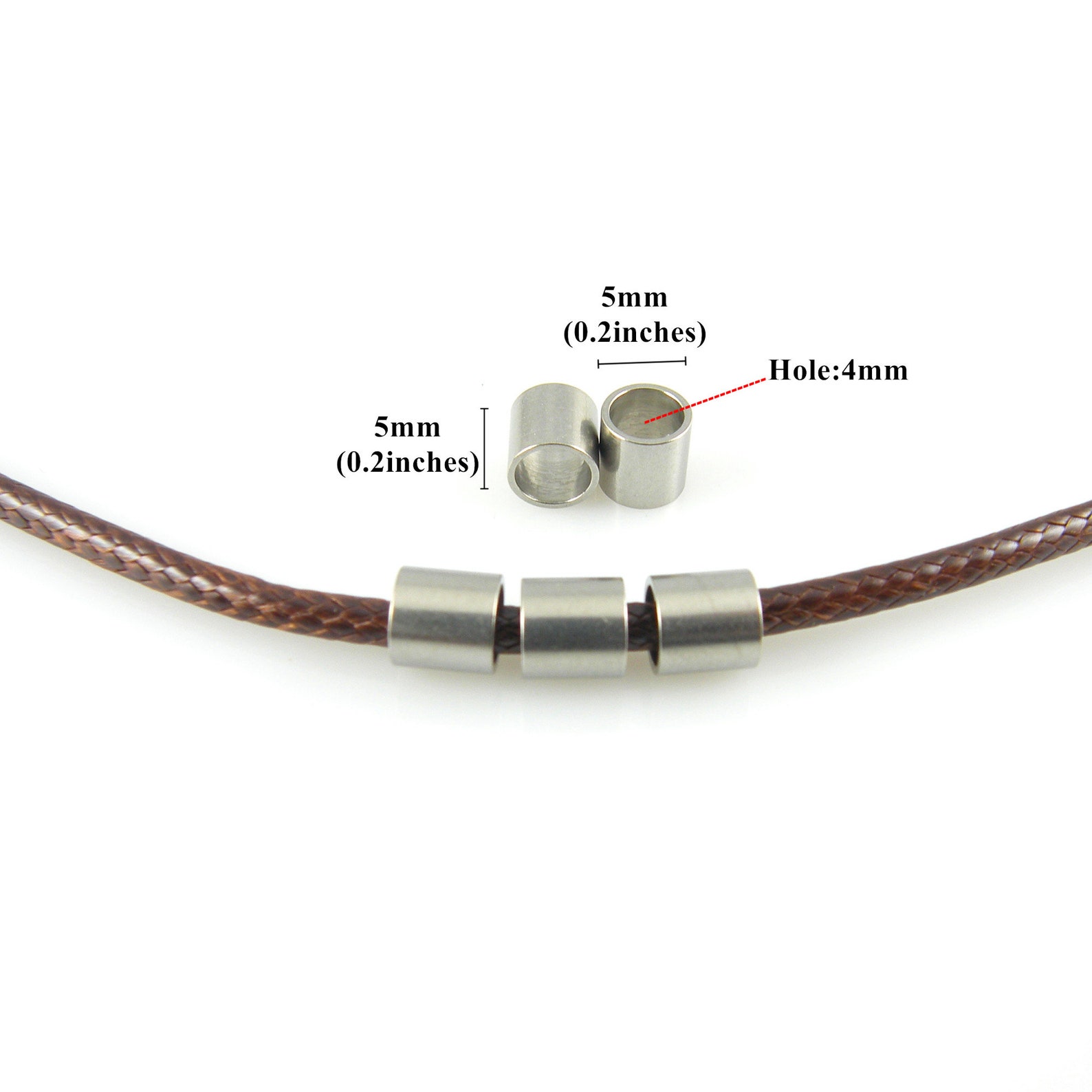 Personalized Cylinder Spacer Bead Custom Text Beads Engraved Stainless ...