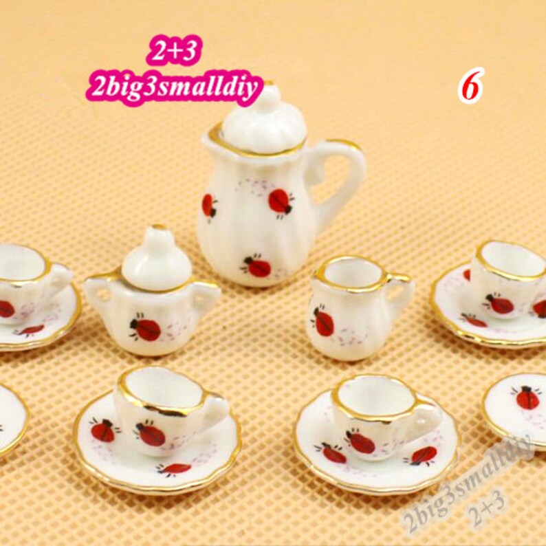 1 Set 1:12 Mini Ceramic Tea Set Charm Pendant Diy Necklace - Etsy