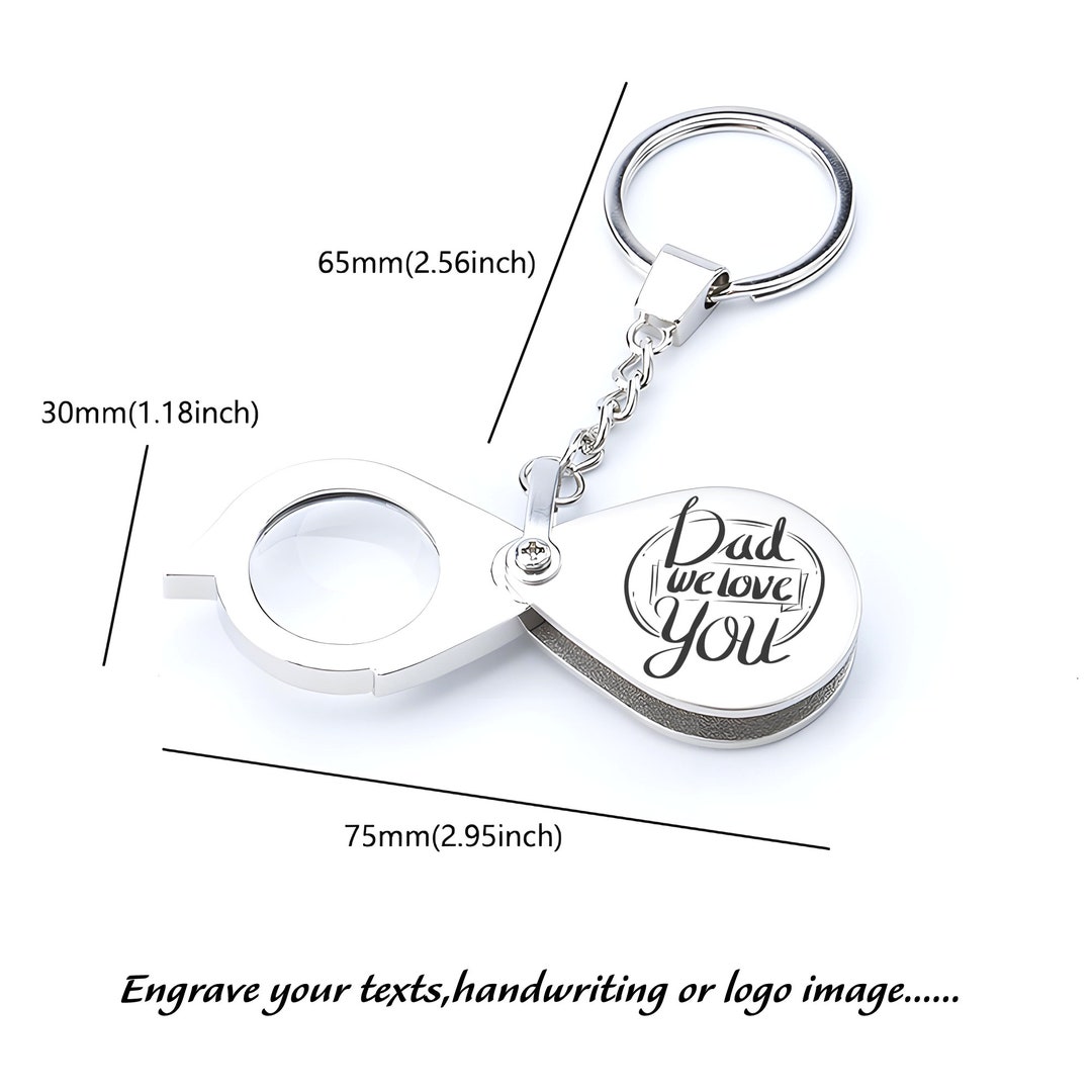 Personalized Folding Magnifying Glass Keychain Engraved Drop Loupe ...