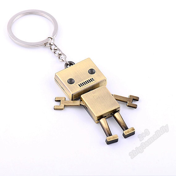 2pcs 30x30mm White Gold Key Ring With 3d Robot Charm Flat - Etsy