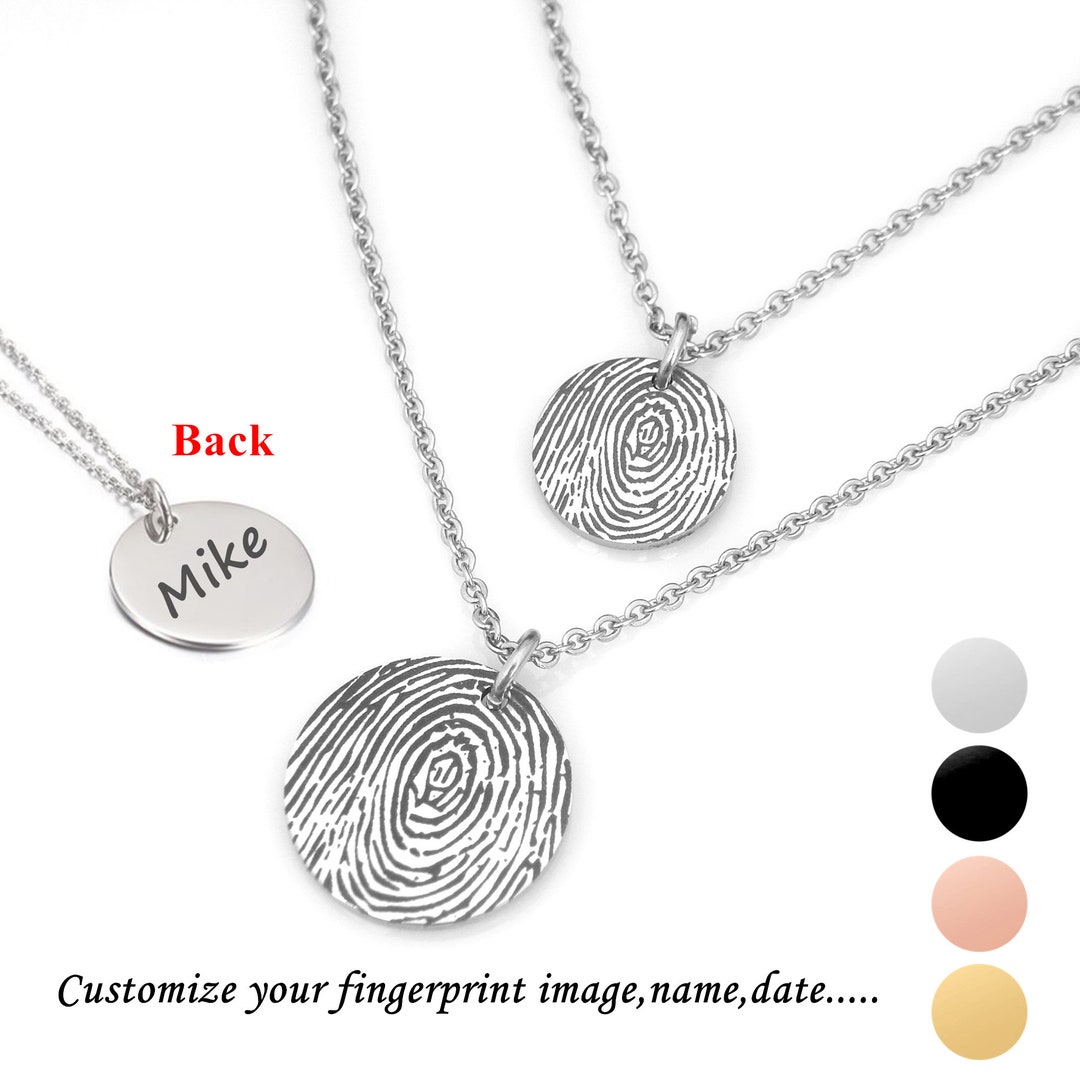 Personalized Fingerprint Necklace Custom Name Necklace Actual ...