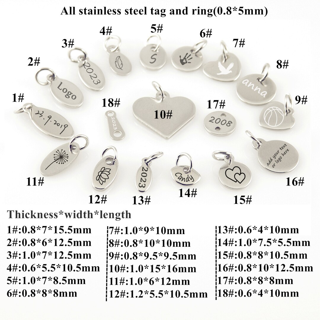 Personalized Mini Jewelry Tag Custom Logo Tags Engraved Stainless Steel ...
