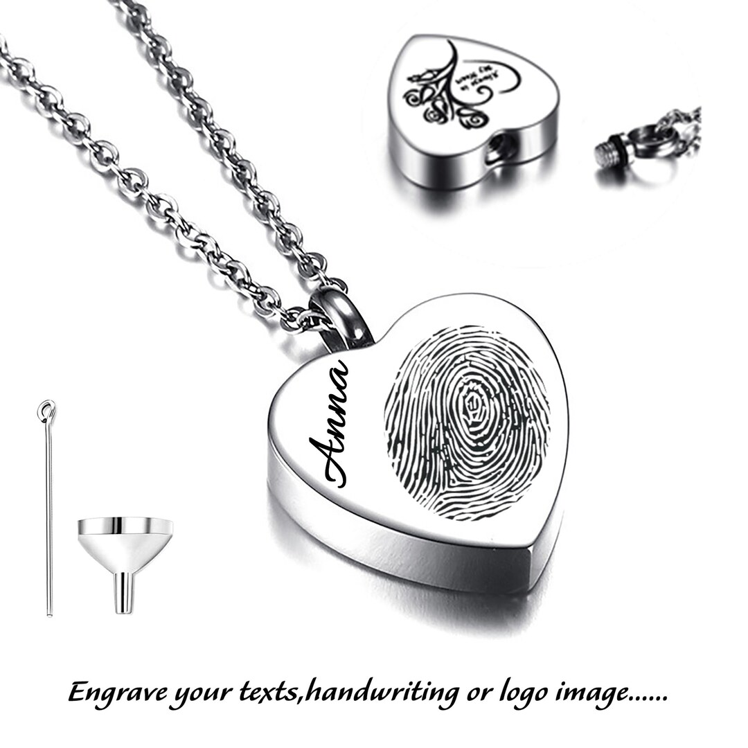 Personalized Stainless Steel Heart Human Ashes Locket Custom Memorial ...