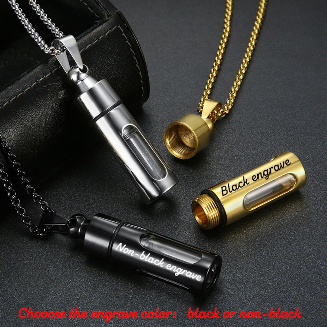 Personalized Stainless Steel Hair Memorial Bottle Pendant Necklace ...